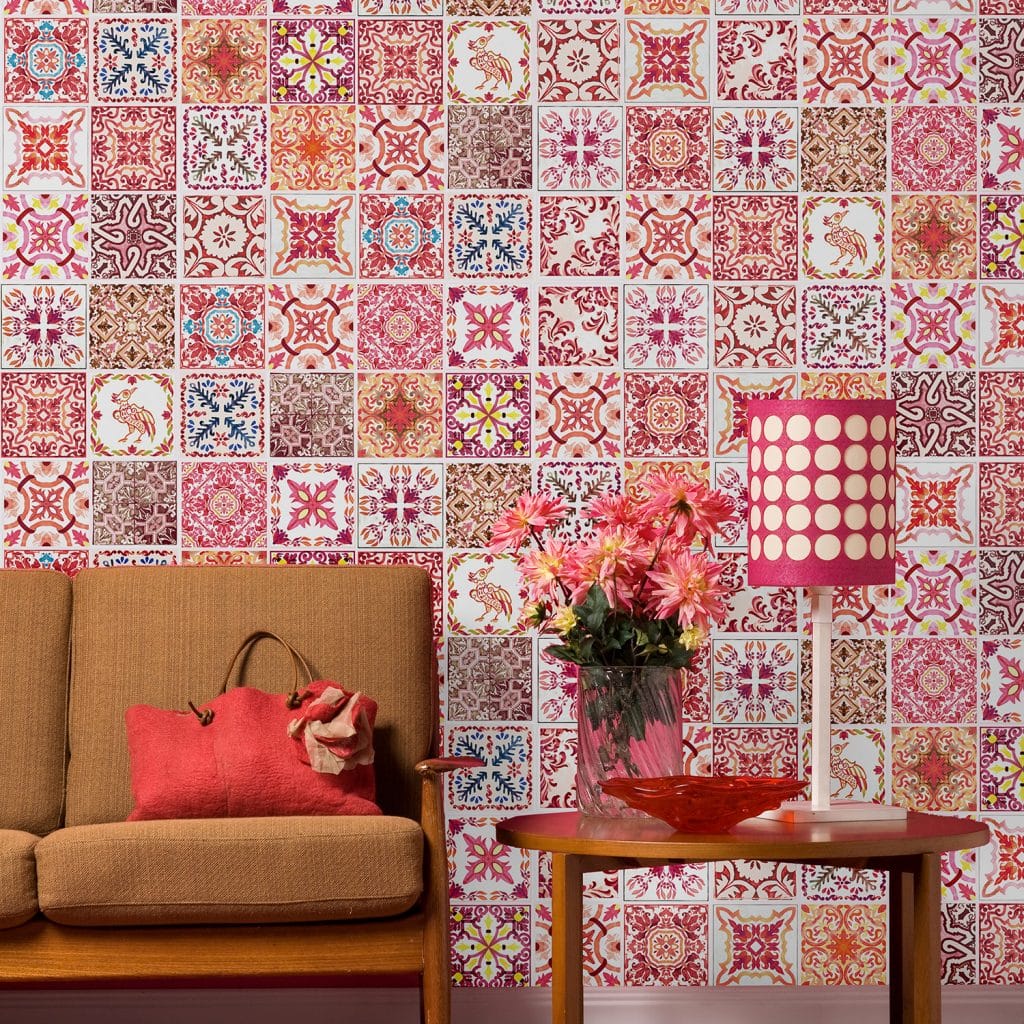 Moroccan Rose Red Mosaic Tiles – Walplus