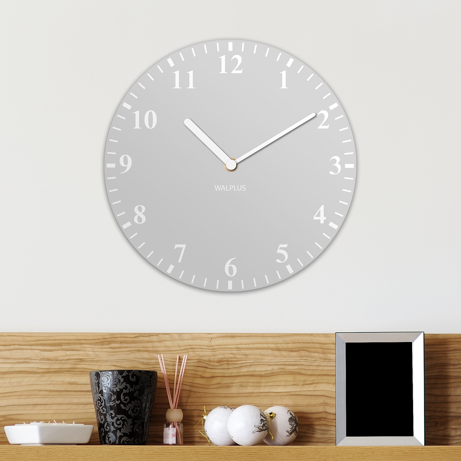 Light Grey Solid Colour Classic Wall Clock – Walplus