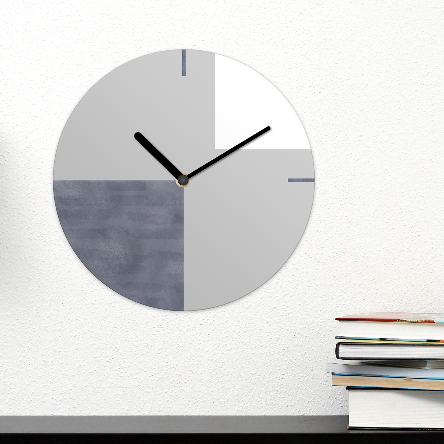 Modern Grey Shapes Geometric Wall Clock – Walplus