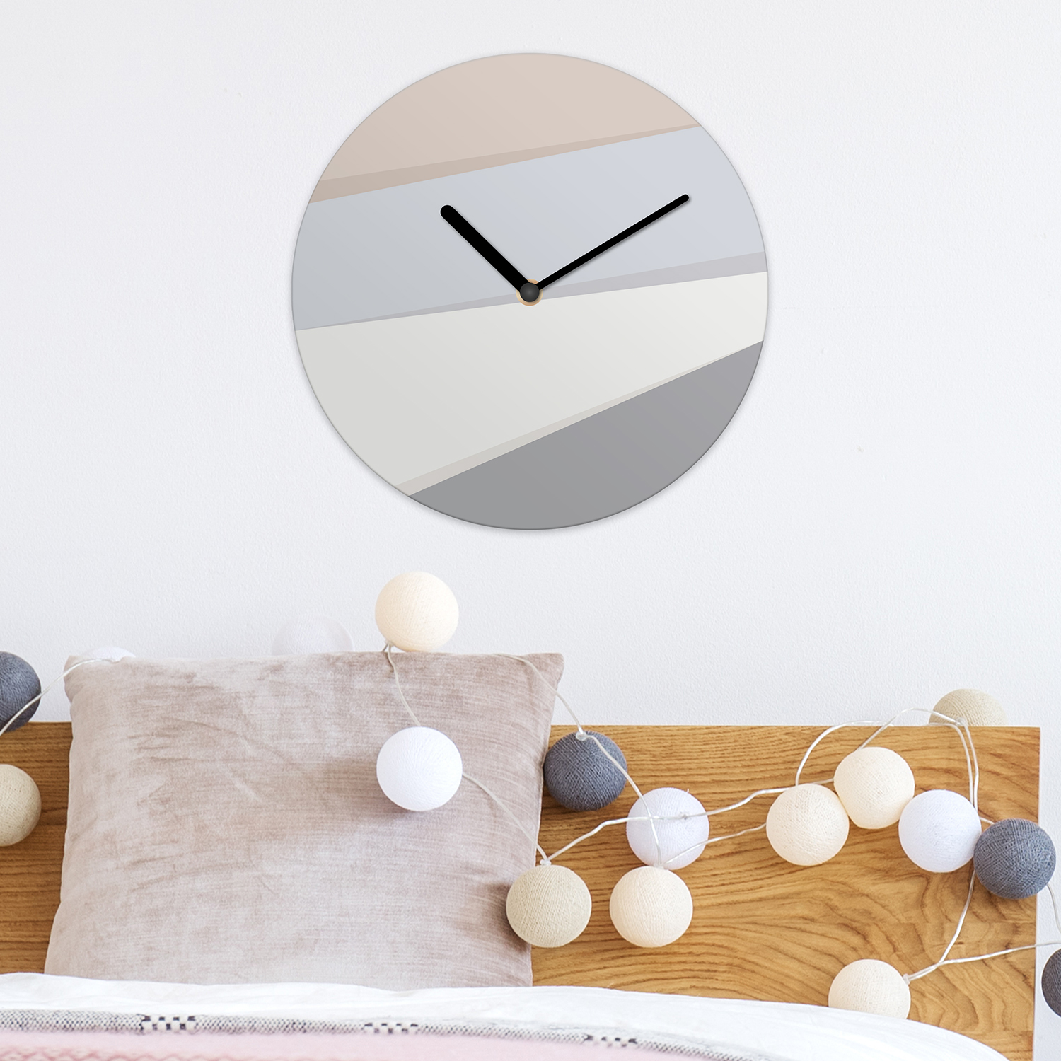Abstract Lines Pastel Grey Minimalist Wall Clock – Walplus