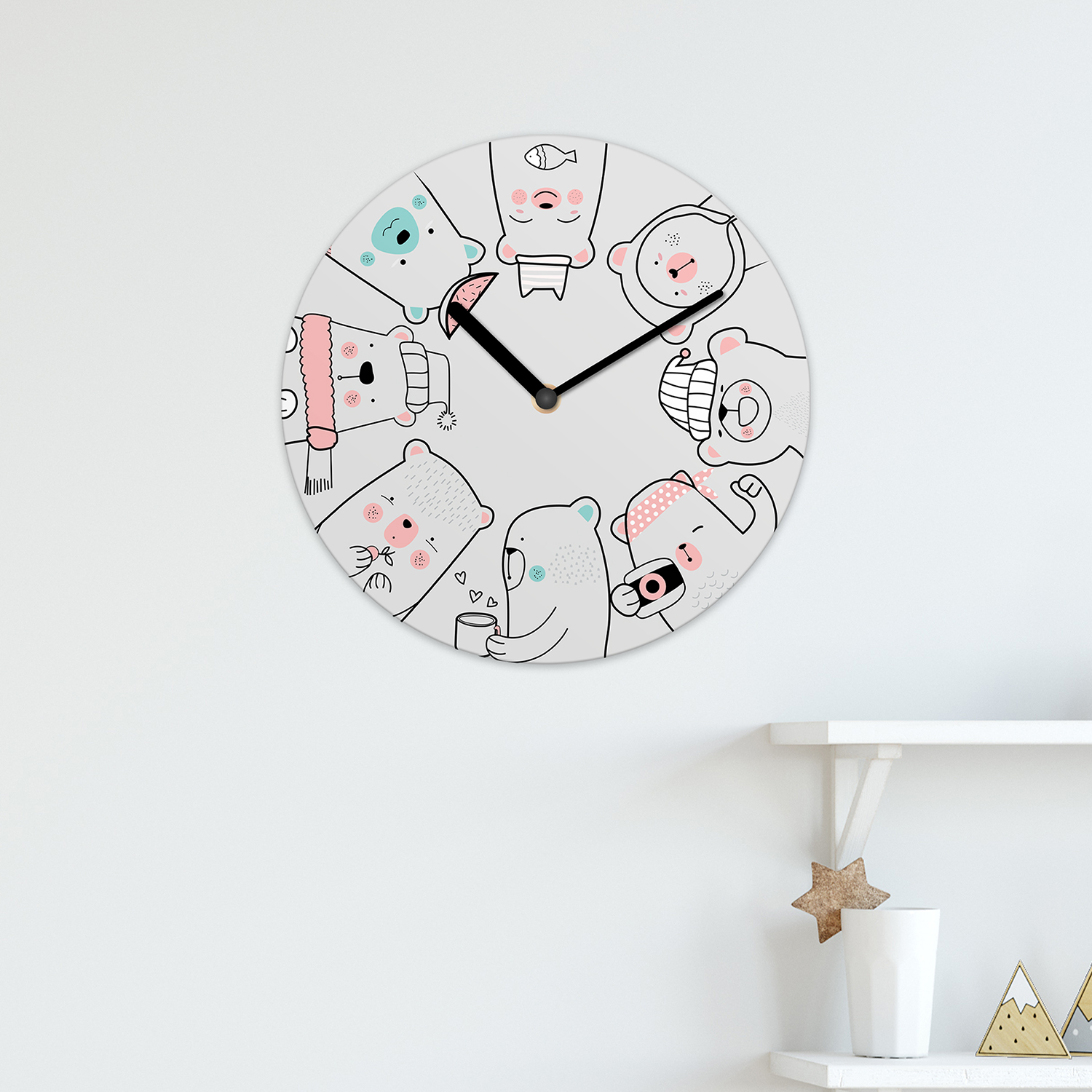 Teddy Bears Cartoon Cute Nursery Wall Clock – Walplus