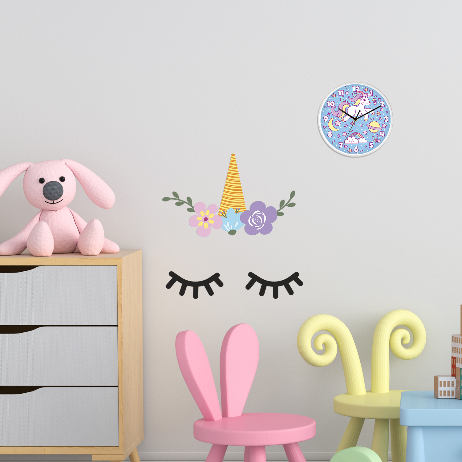 Sleeping Unicorn Clock – Walplus