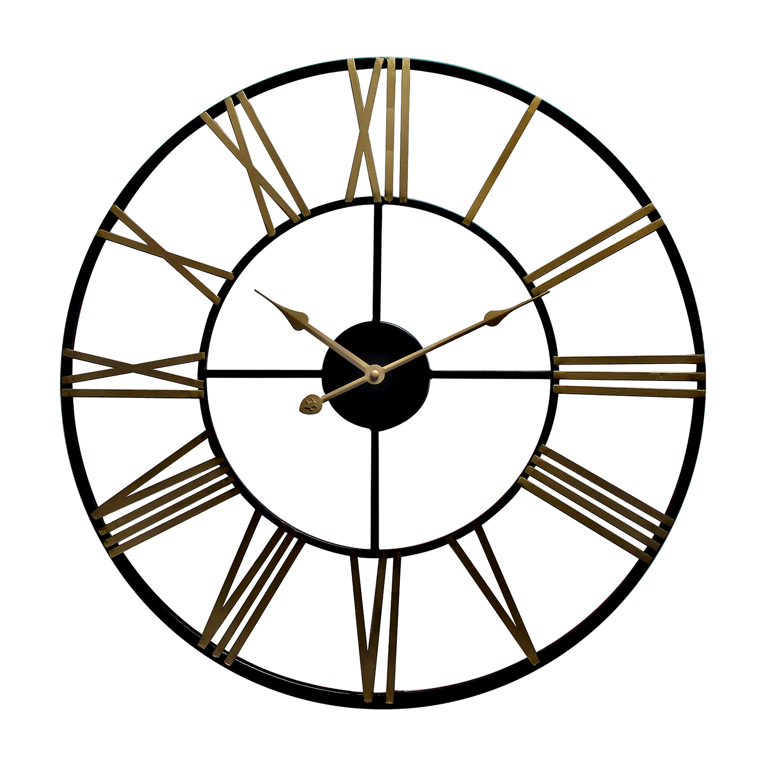 Rustic Industrial Slim Clock – Black And Gold Hands – Walplus