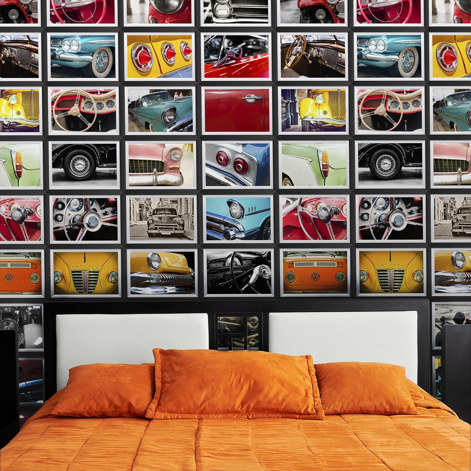 Hd Vintage Cars Collage Mural – Walplus