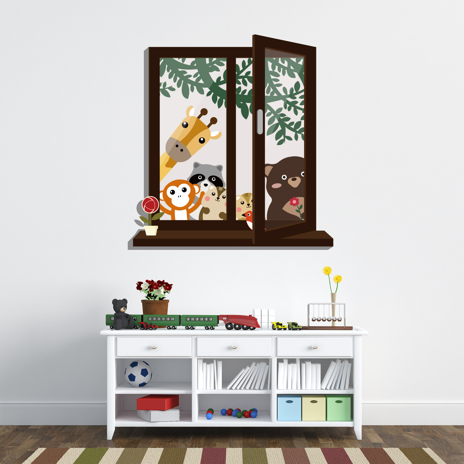 Window View Of Animal Friends – Walplus