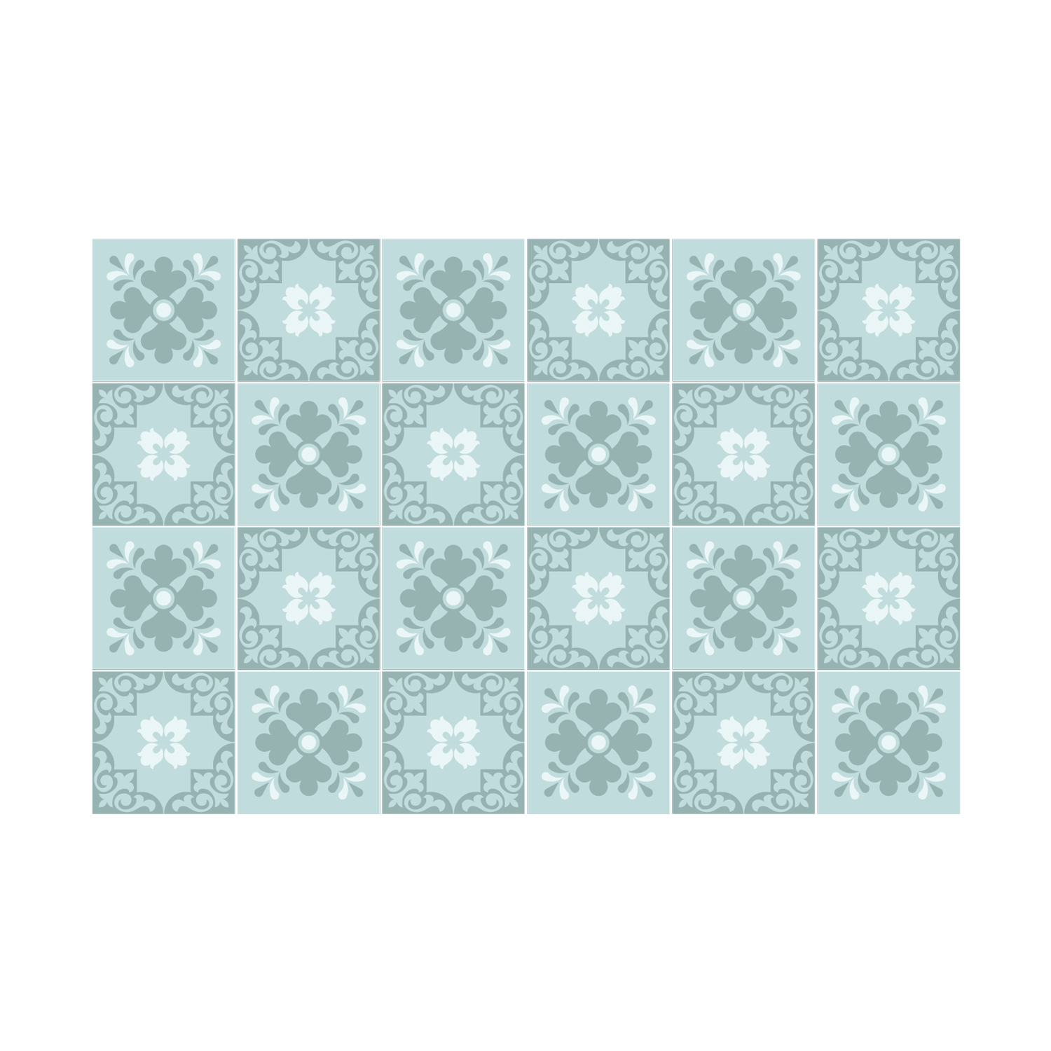 Jan Floral Light Blue Victorian Tiles – Walplus