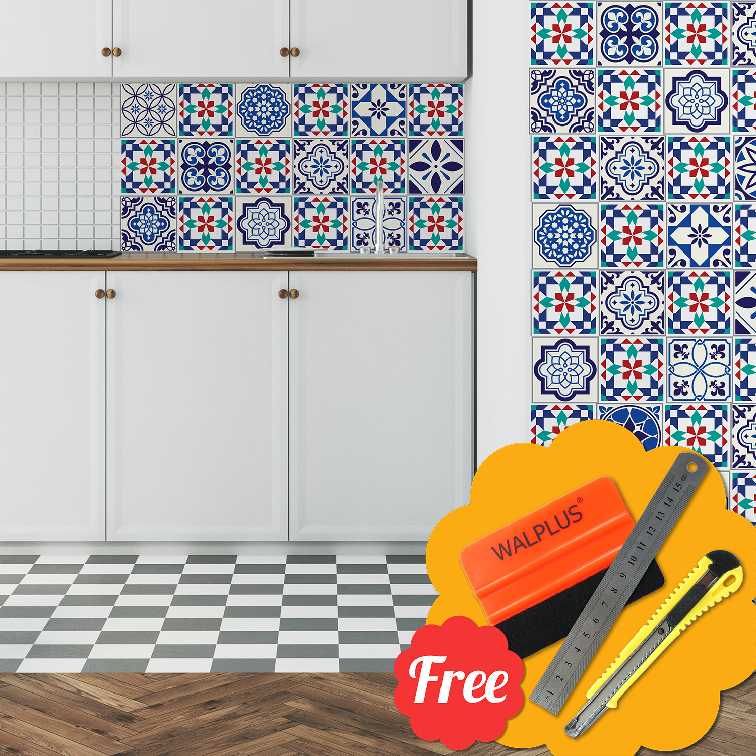 Marrakech Blue Tiles Mix – Walplus