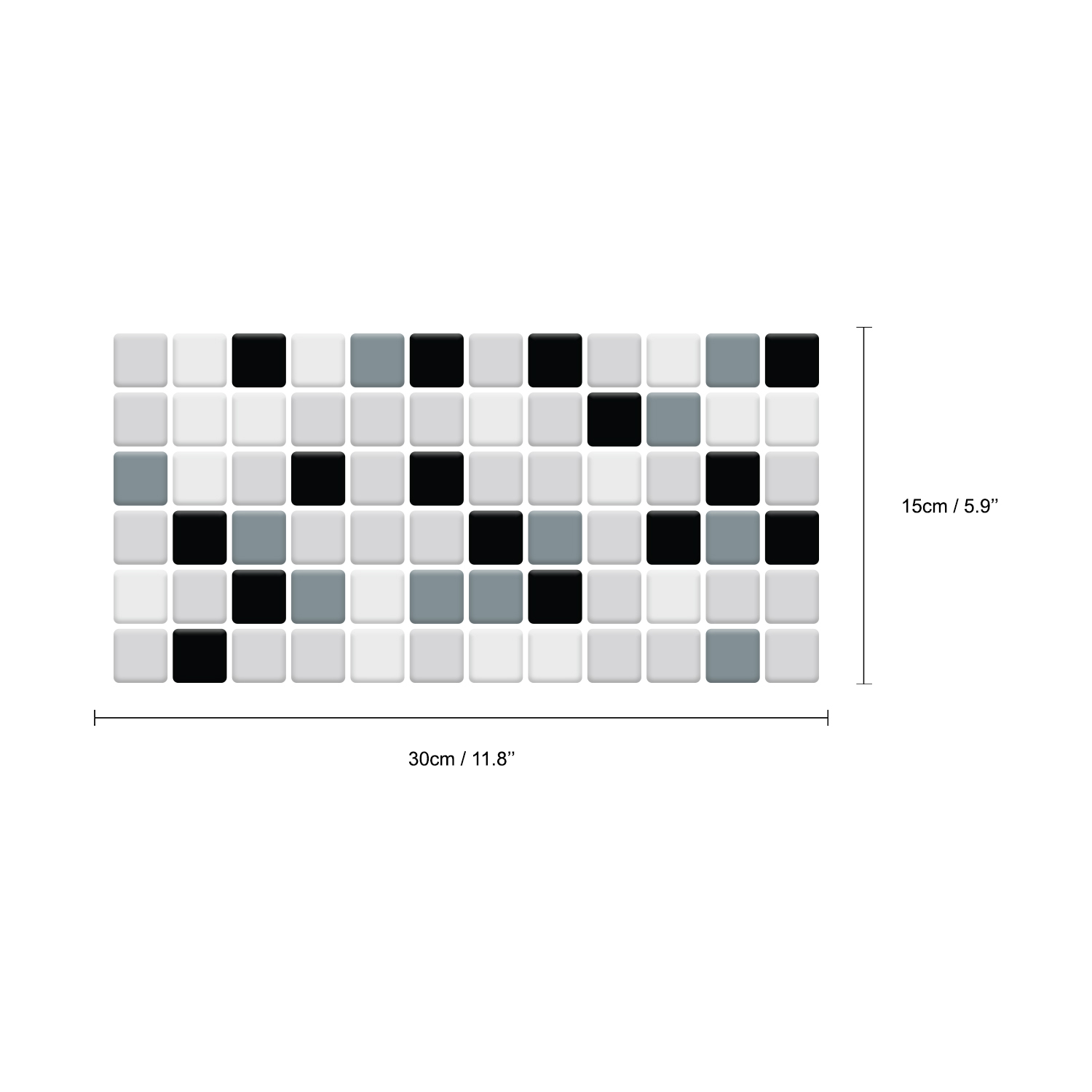 Classic Black and White Mosaic Glossy 3D Tiles – Walplus