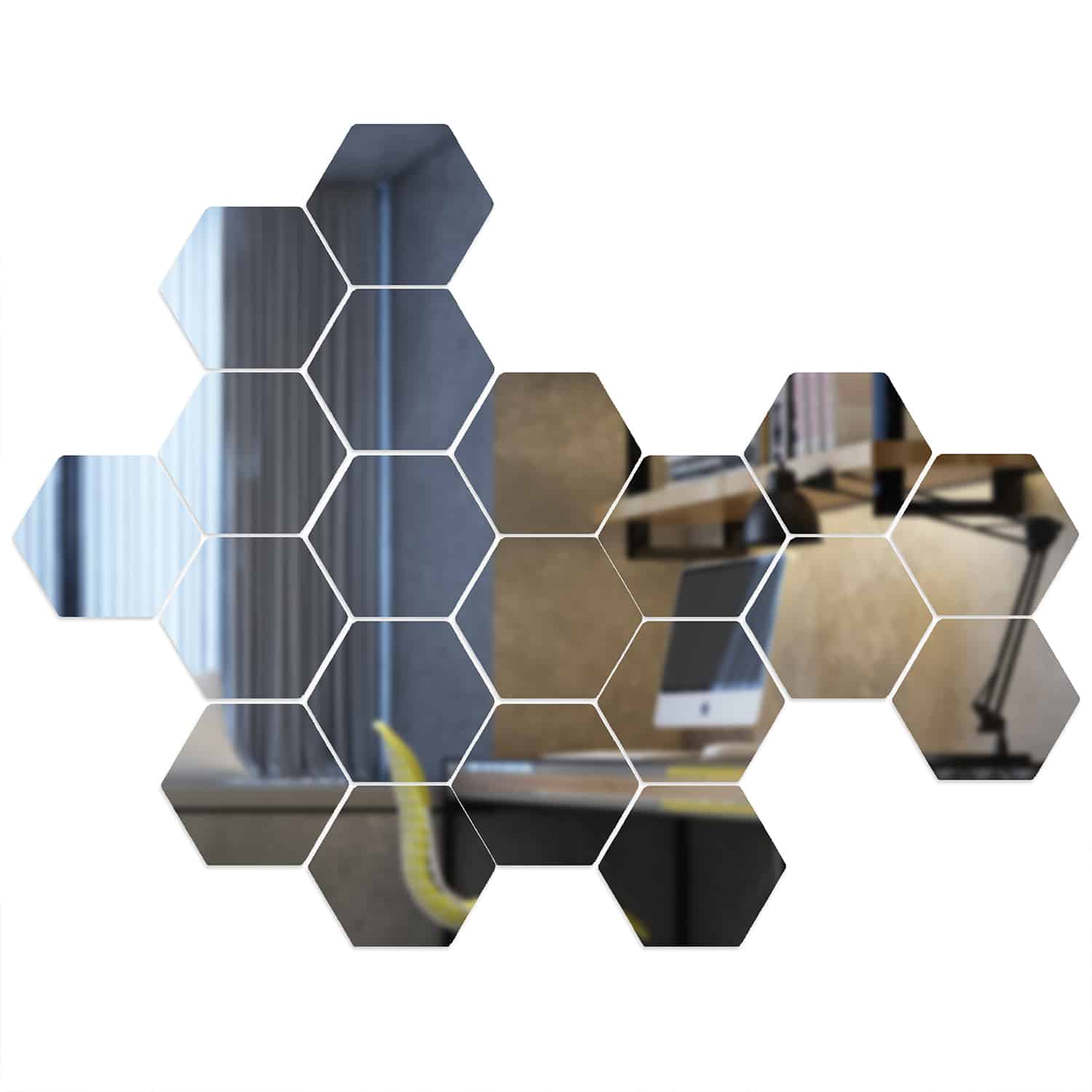 Hexagonal Removable Acrylic Mirror Art – 20 pcs – Walplus