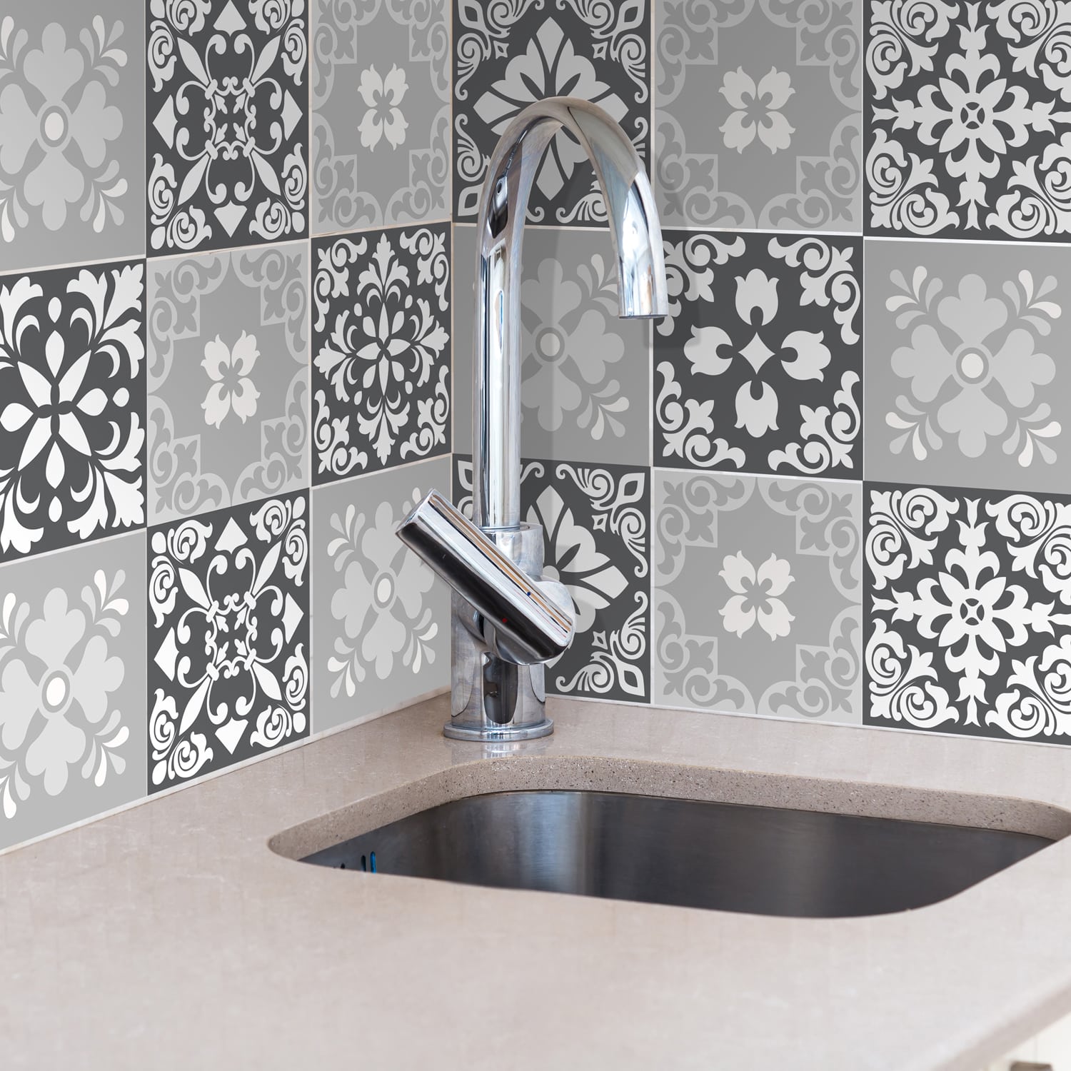 Classic Grey Mosaic Tiles – Walplus