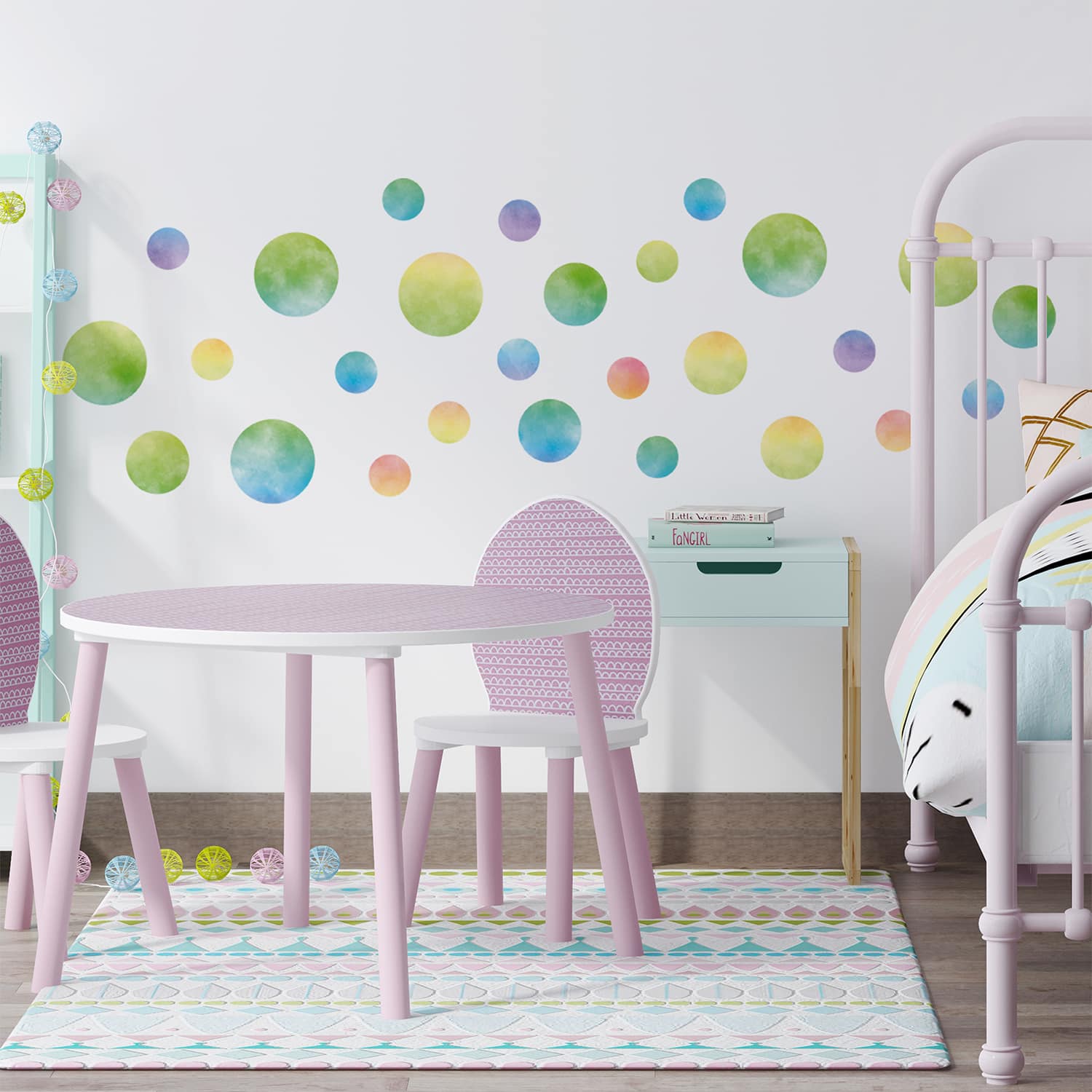 Watercolour Circles Pastel Rainbow – Walplus