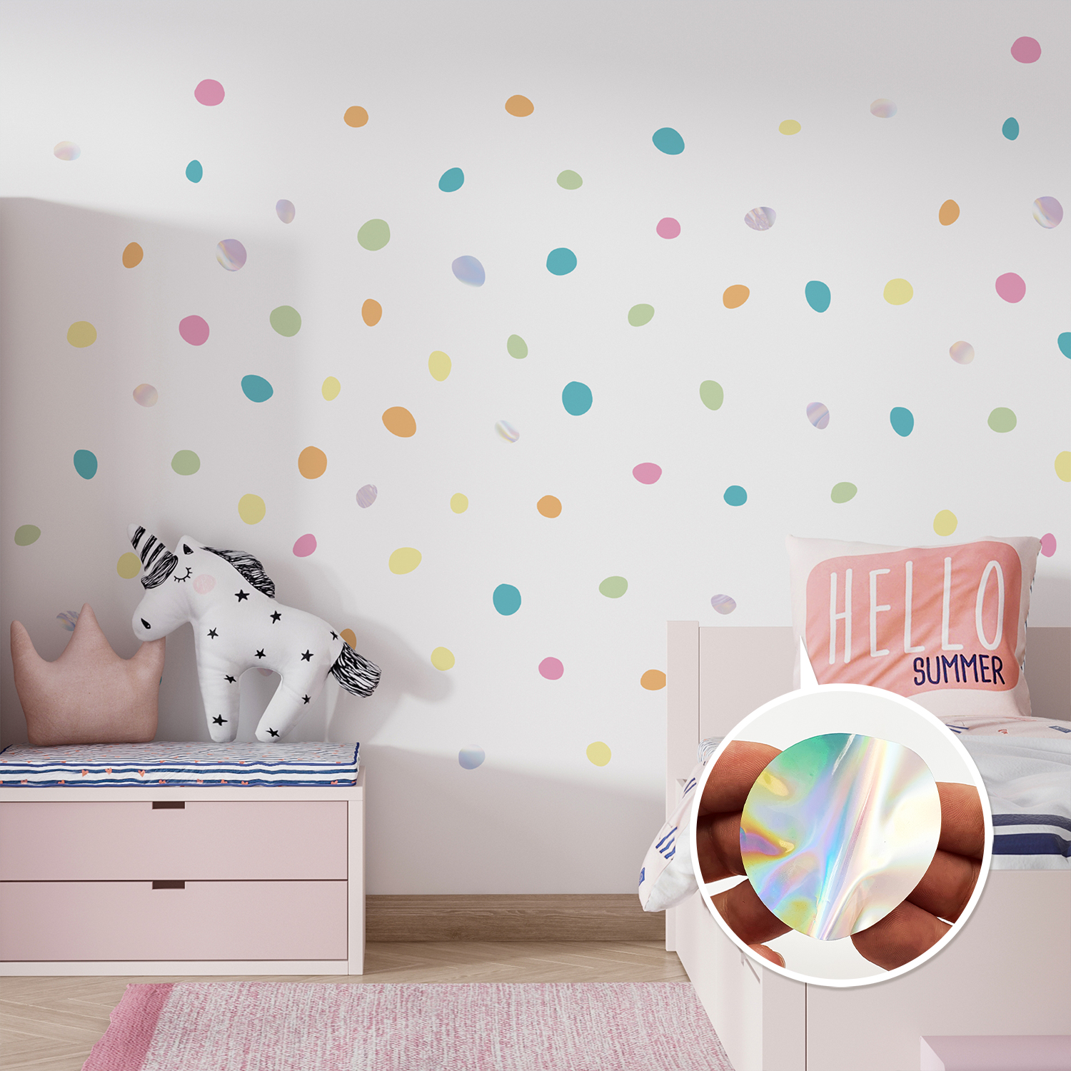 Dalmatian Polka Dots Pastel & Holographic – Walplus