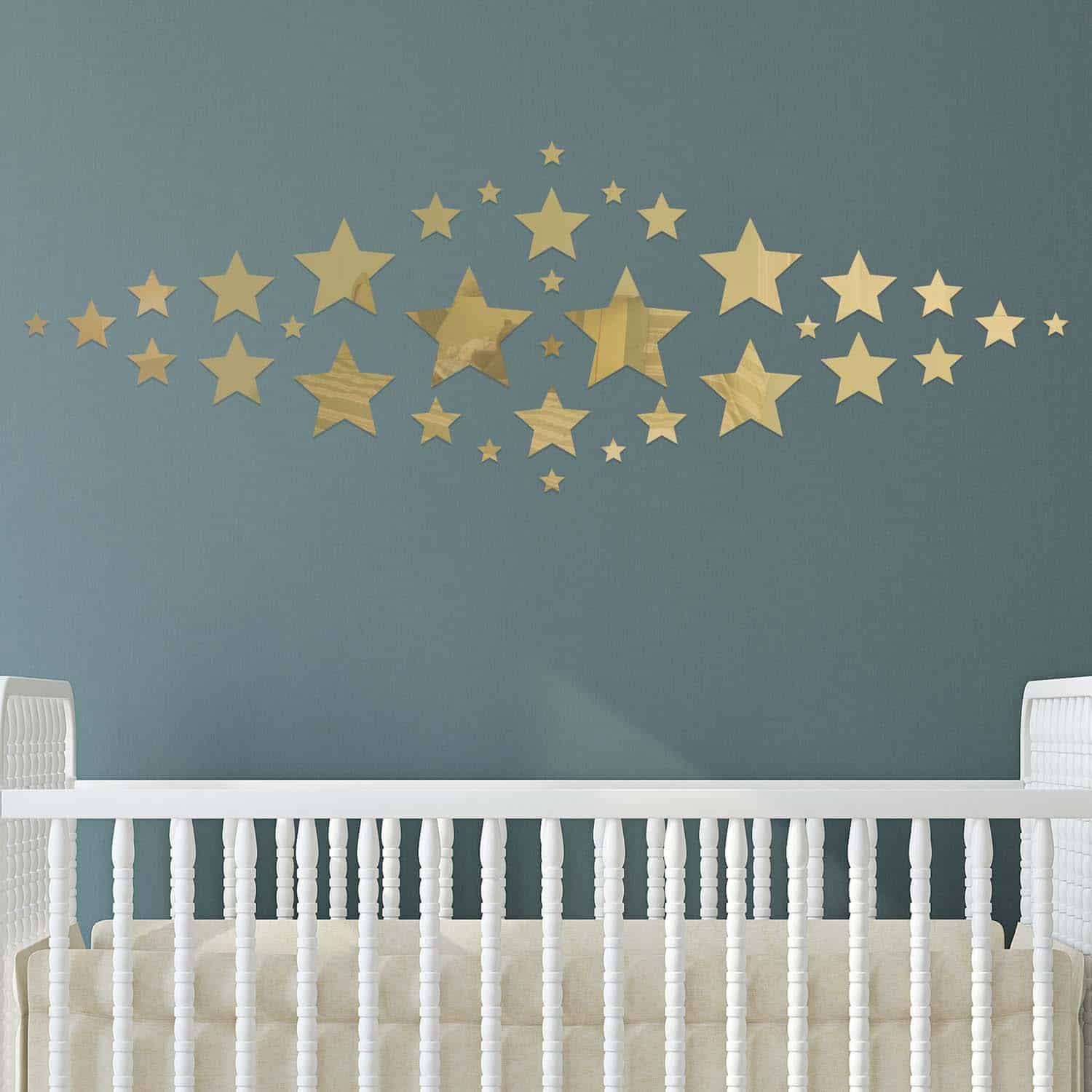 Gold Stars Mirror Art – 34pcs – Walplus