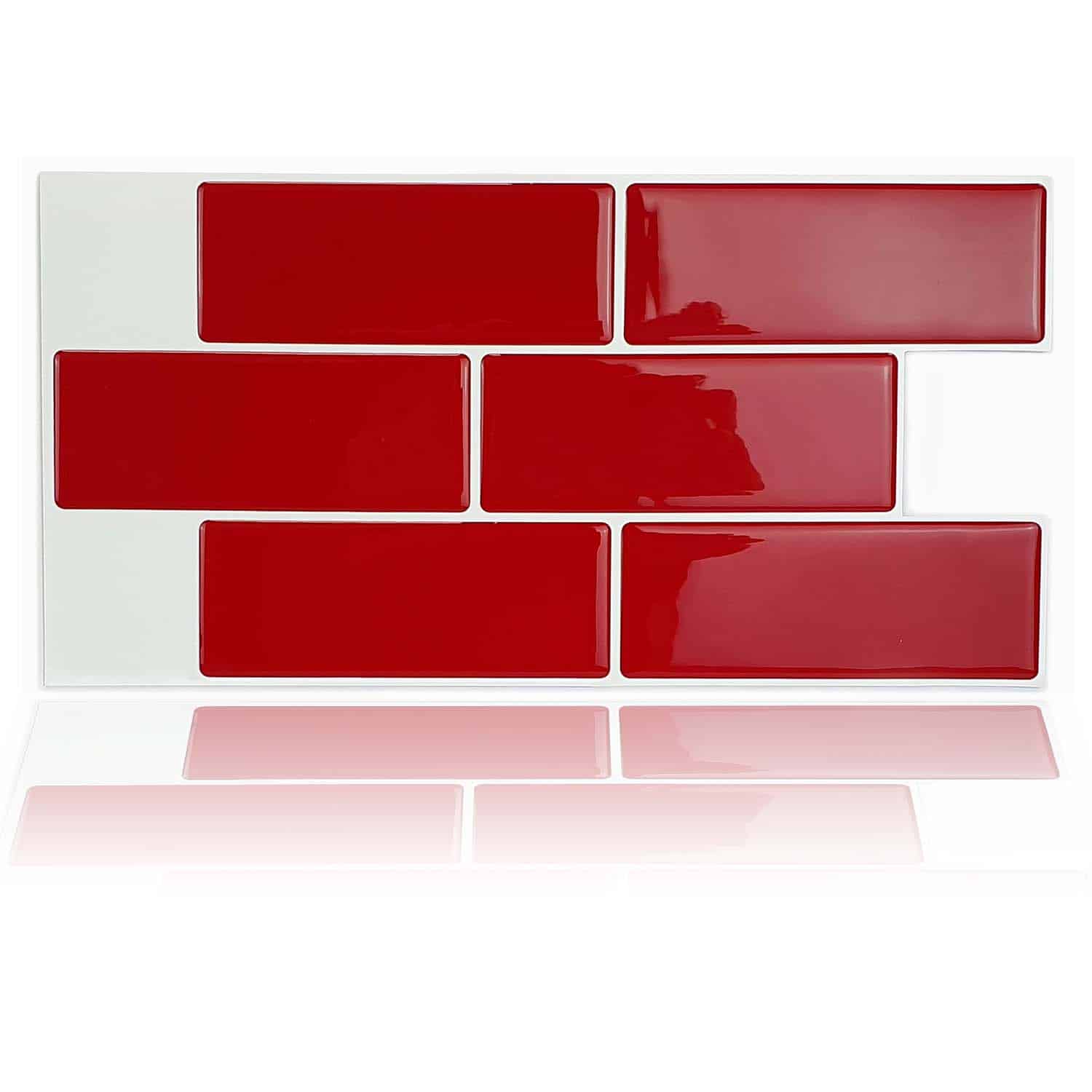 Cherry Red Retro Glossy 3D Sticker Tile – Double Pack – Walplus