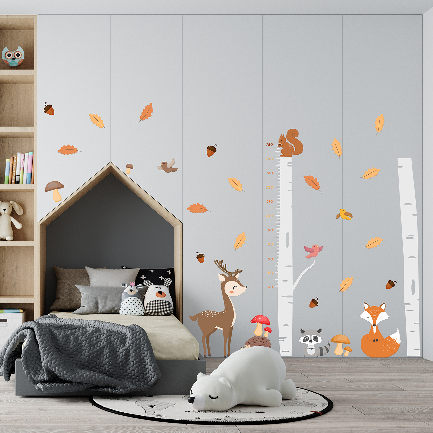Happy Forest Animals With Height Chart – Walplus