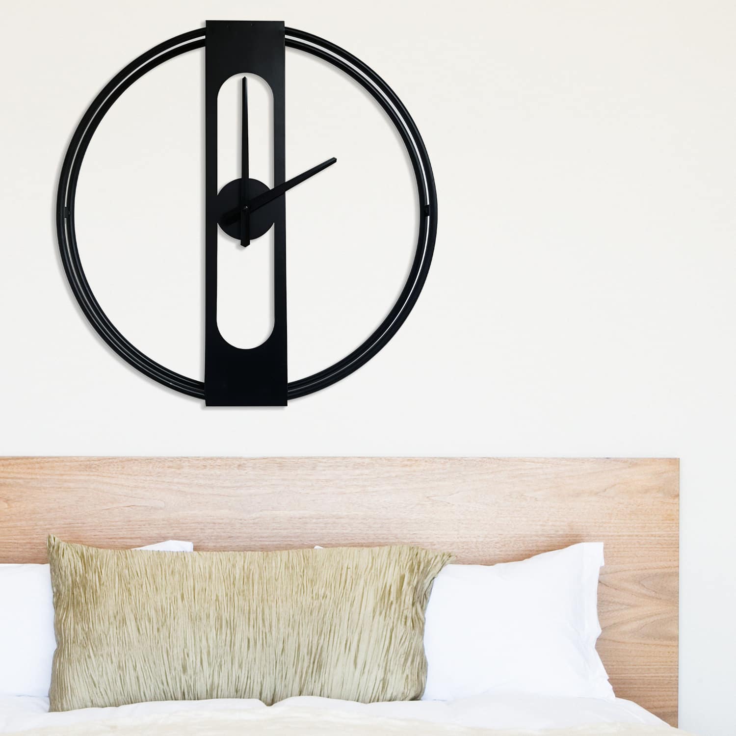 Minimalist Black Modern Metal Wall Clock 50cm – Walplus