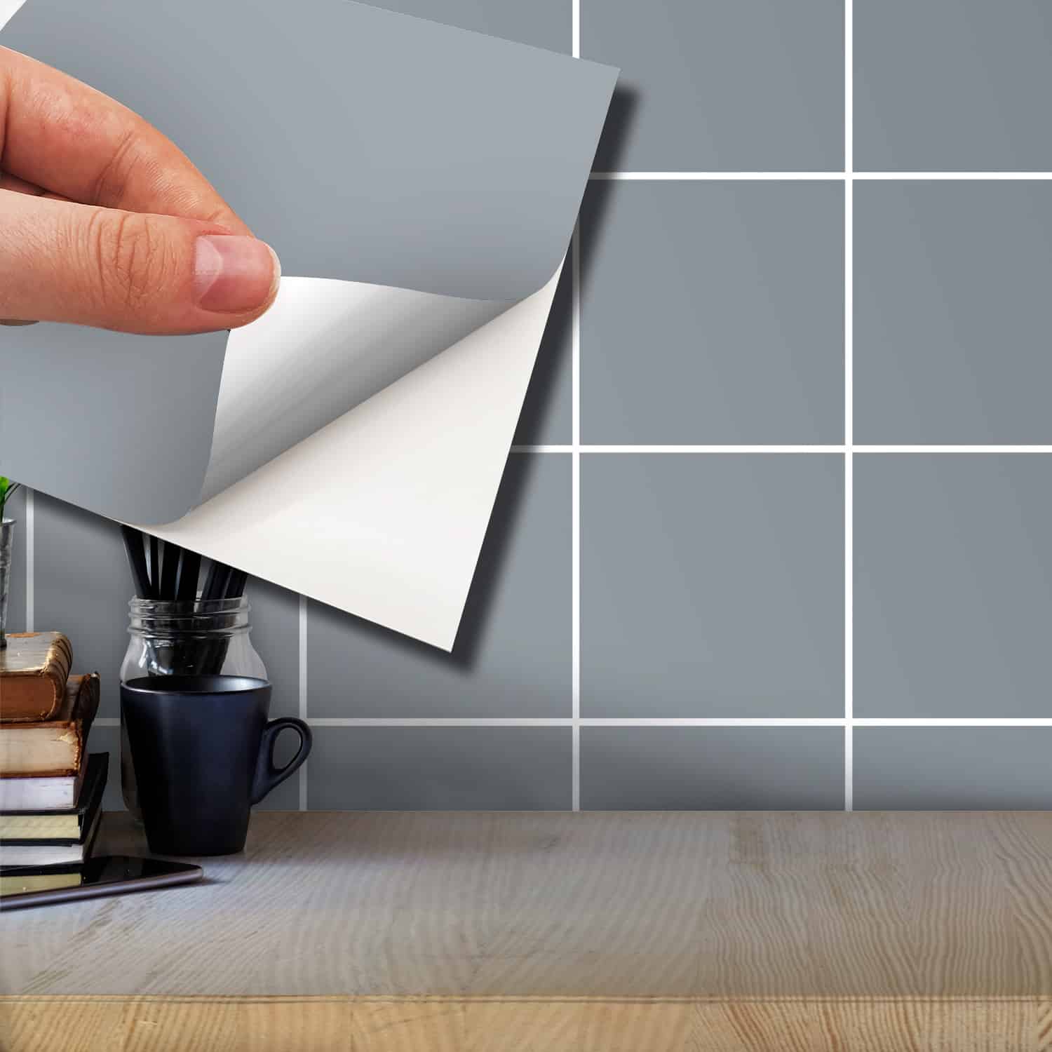 Grey Colour Block Tile Sticker – Walplus
